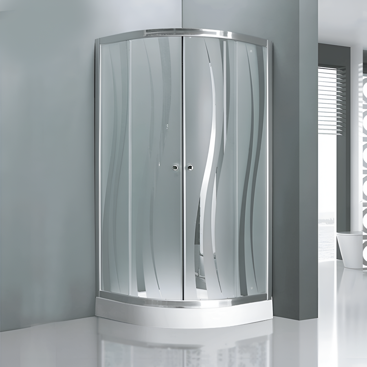 Cabine de Douche Demi-Ronde Vagues